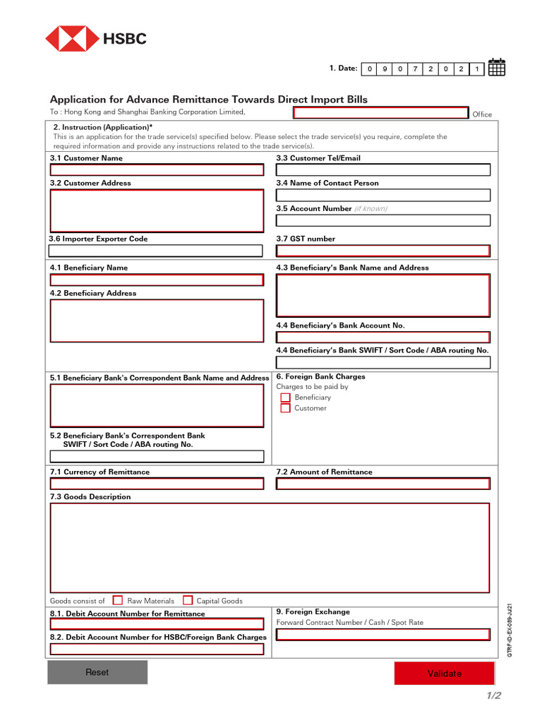 Application For Advance Remittance Towards Direct Import Bills | PDF ...