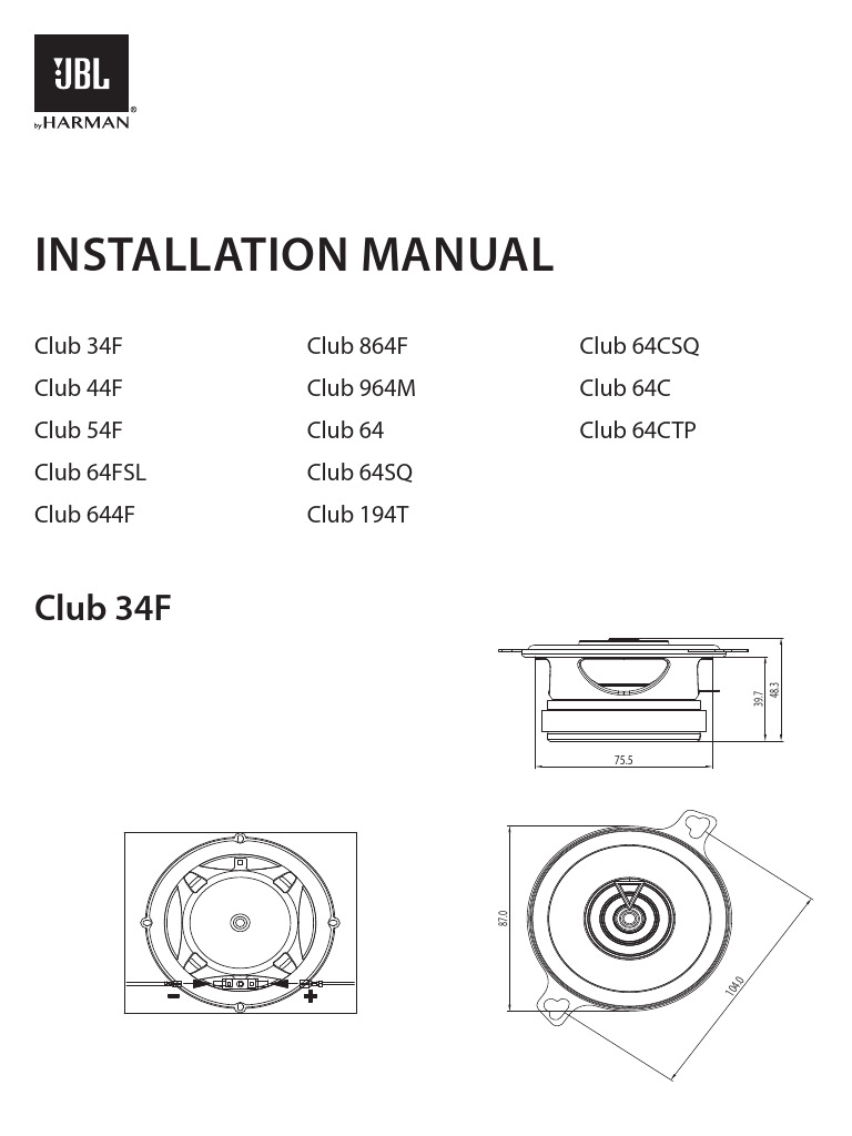 Ca - JBL Club Speakers Gen 3 34f 44f 54f 64fsl 644f 864f 964m 64 64sq 194t 64csq 64c 64ctp ...