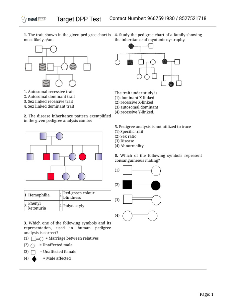 Target DPP Test pedigree analysis | PDF | Dominance (Genetics ...