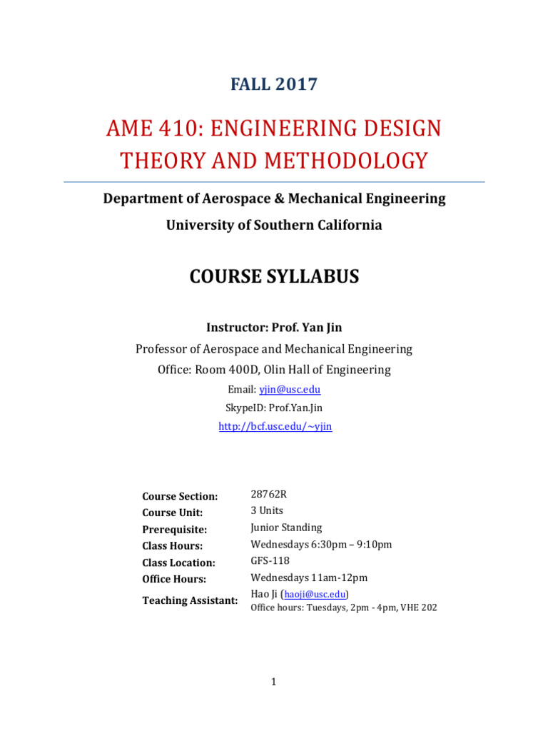 Sample Syllabus | PDF | Engineering Design Process | Design