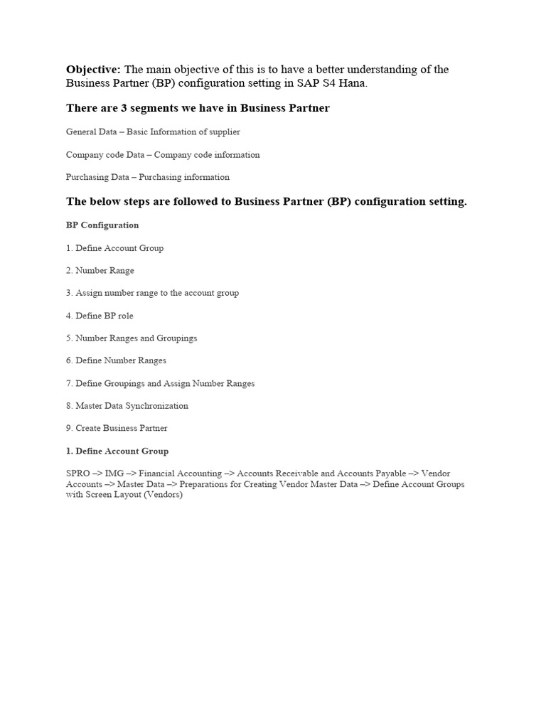 Business Partner (BP) Configuration Setting in SAP S4 Hana | PDF ...
