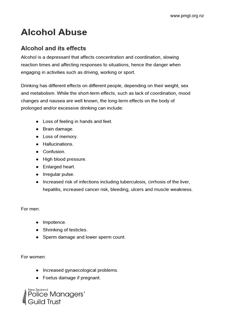 Alcohol Abuse - Printable | Download Free PDF | Alcoholism | Driving Under The Influence