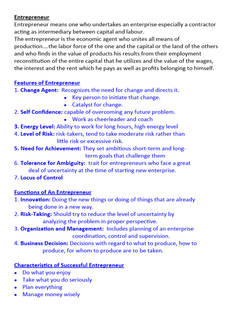 Entrepreneur Notes | PDF | Entrepreneurship | Creativity