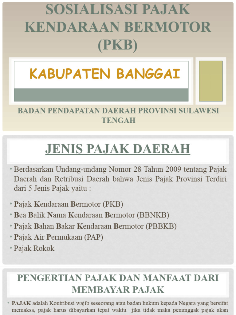 Sosialisasi Pajak Kendaraan Bermotor (PKB) Kab. Banggai-2023 | PDF
