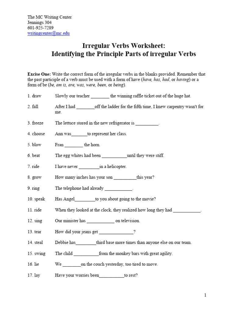 Irregular Verbs Worksheet | PDF | Semantic Units | Grammar