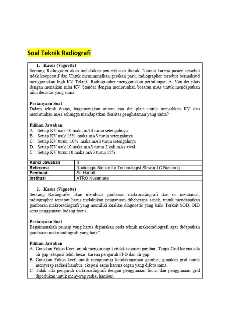 Soal T. Radiografi Lagi | PDF