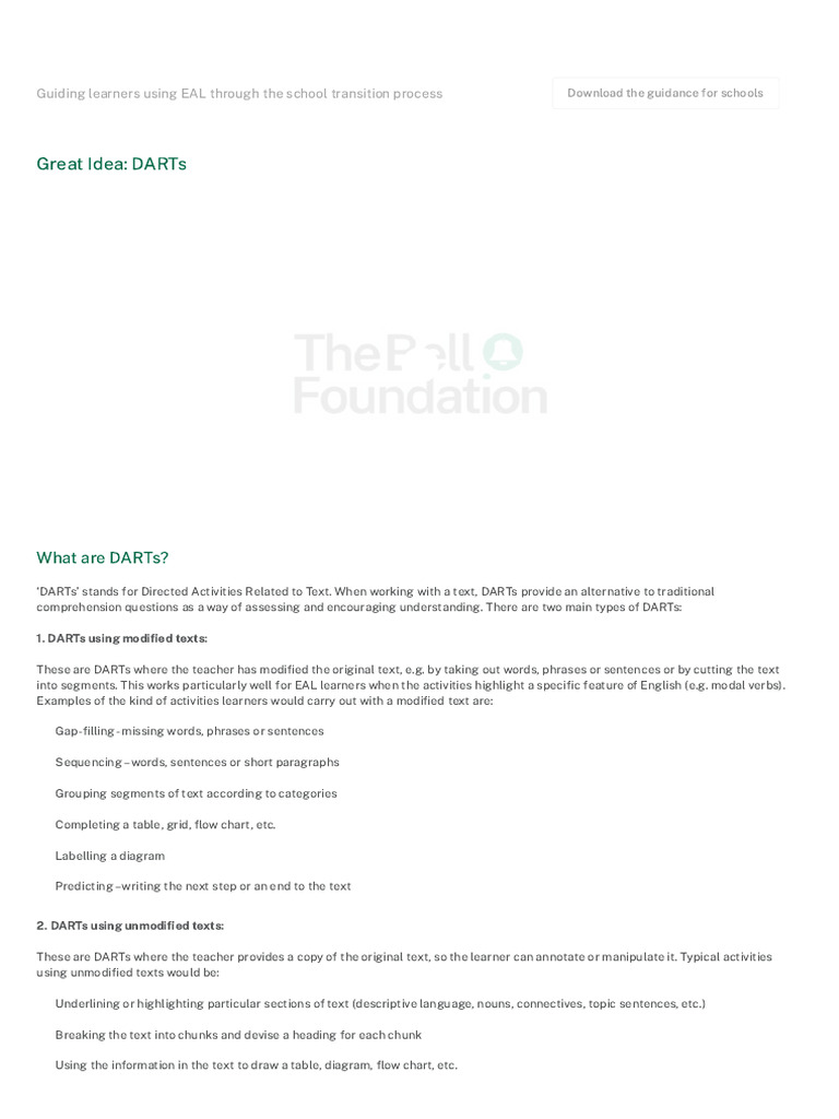 DARTs - The Bell Foundation | PDF | English As A Second Or Foreign ...