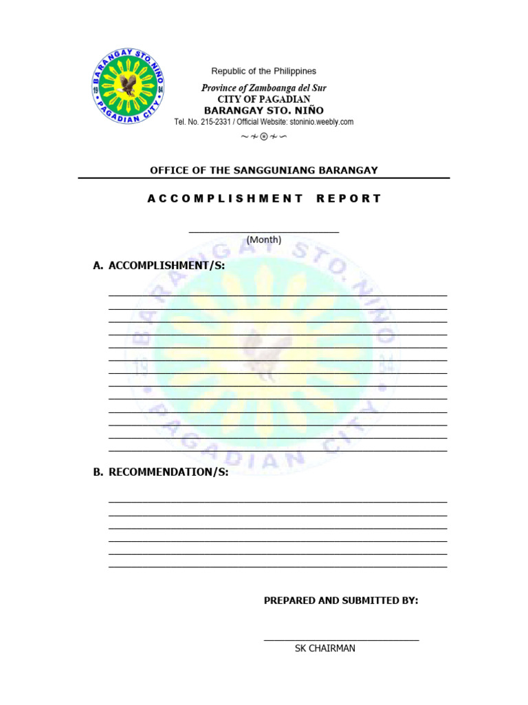 Pagadian Barangay Accomplishment Report | PDF