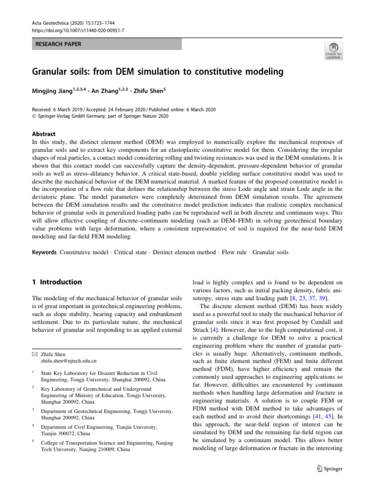 Granular Soils: From DEM Simulation To Constitutive Modeling | Download Free PDF | Stress ...
