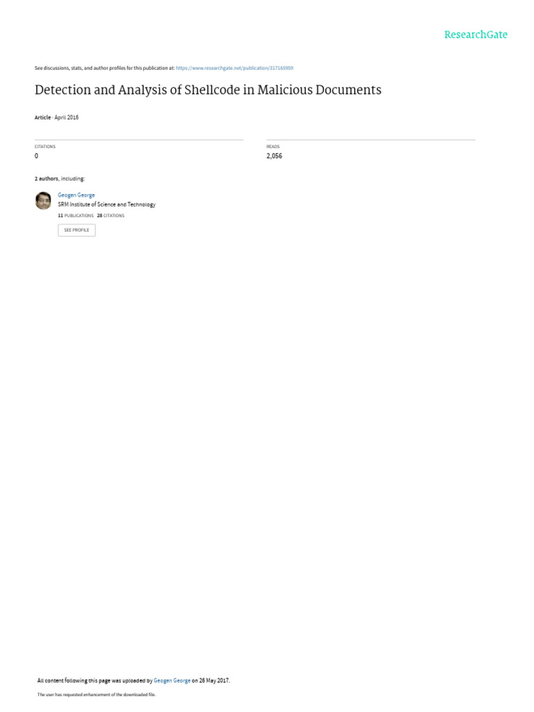 Detection and Analysis of Shellcode in Malicious Documents | PDF