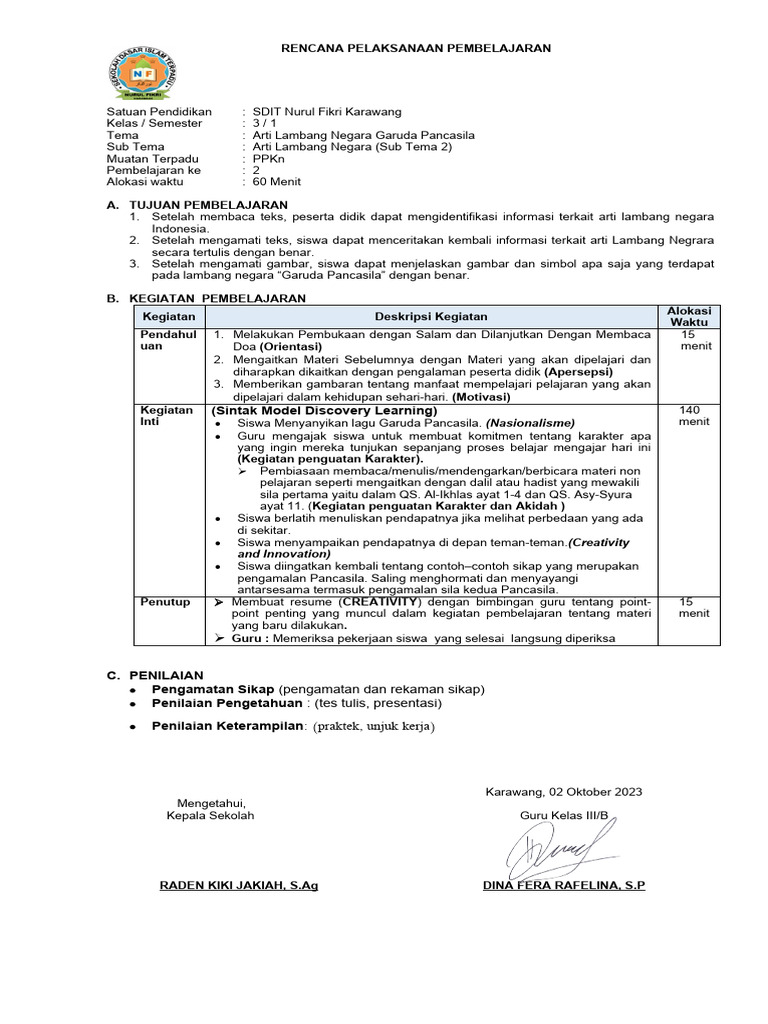 RPP PKN Kelas 3 Pembelajaran 2 | PDF