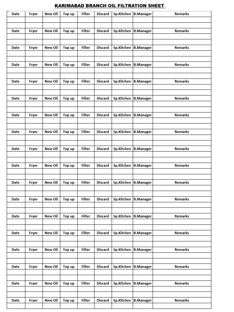 OIL Filtration Management Sheet | Download Free PDF | Filtration ...