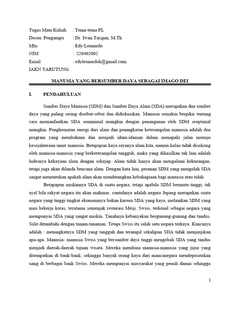 Tugas Tema Tema PL, Imagodei-SDM | PDF