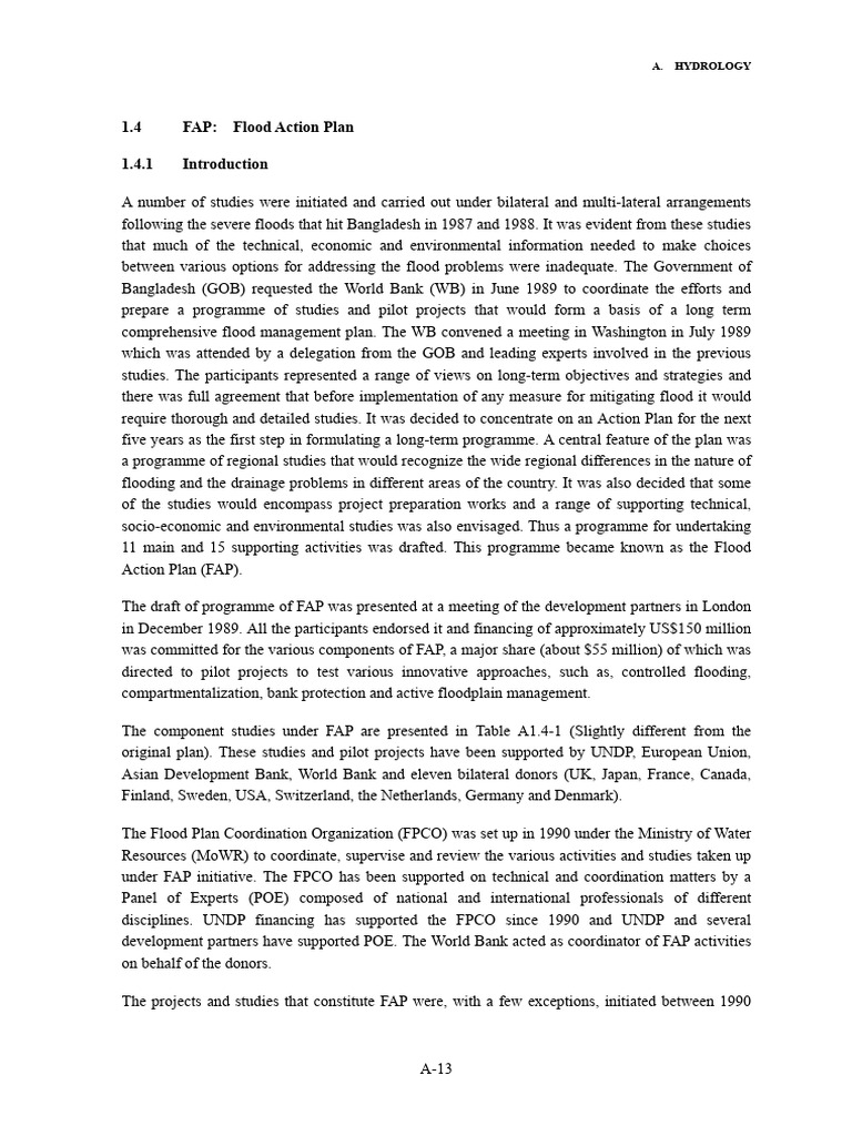 Bangladesh Flood Action Plan Overview | PDF | Wetland | Flood