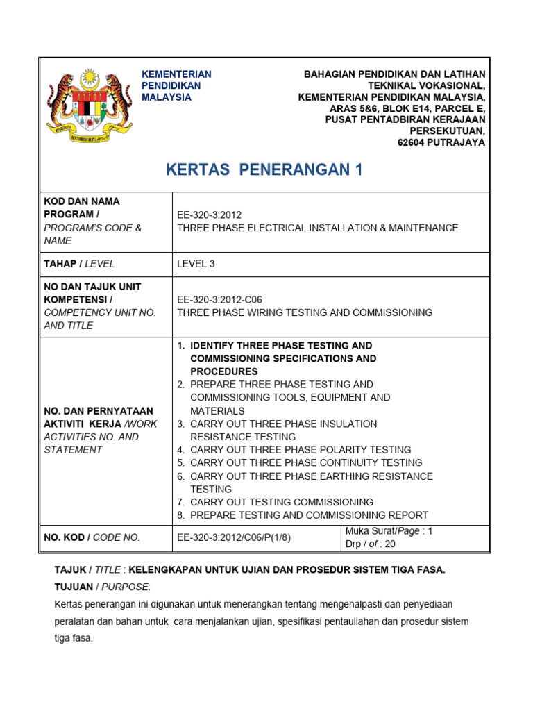 K1 Mengenalpasti Pengesahan, Spesifikasi Dan Prosedur Pengujian ...
