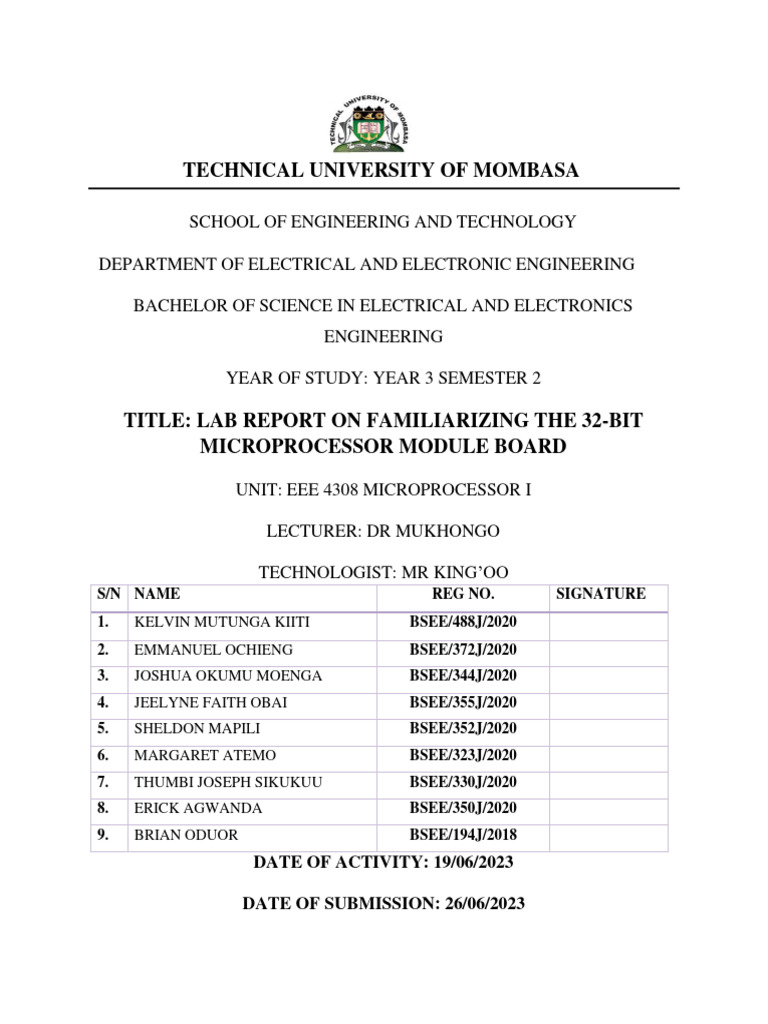 Microprocessor Lab 2 | PDF | Microprocessor | Embedded System