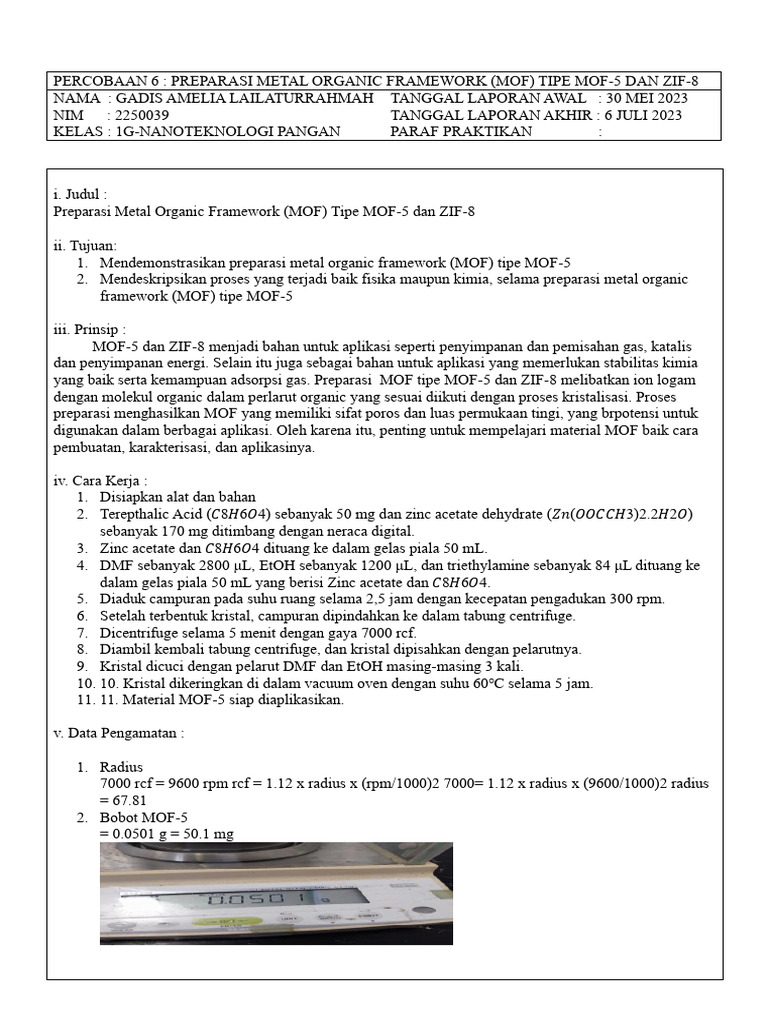 Preparasi MOF | PDF