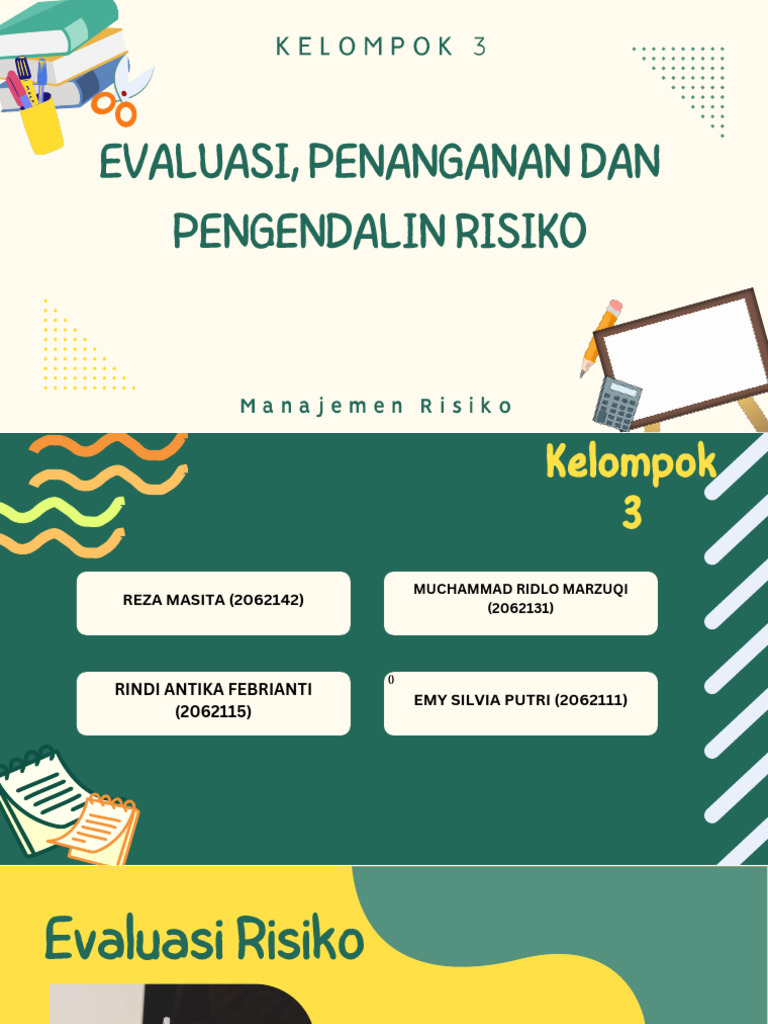 MNJ RISIKO KEL 3 (EVALUASI, PENANGANAN&PENGENDALIAN RISIKO) - Dikompresi | PDF