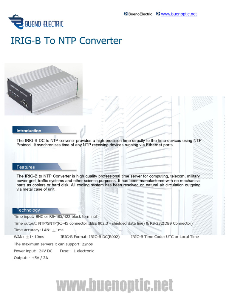 Datasheet - IRIG-B To NTP Converter | PDF
