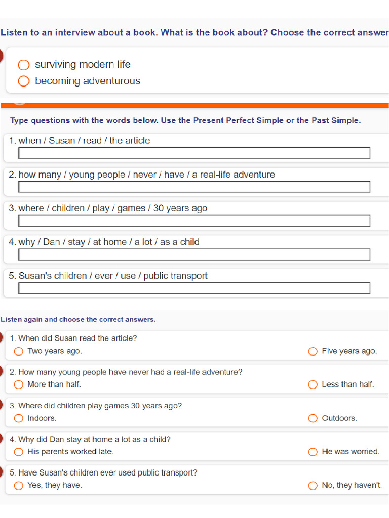Listening Present Perfect | PDF