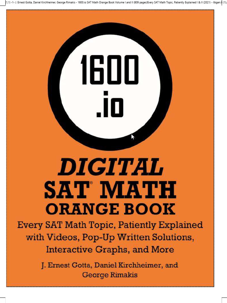 1600.io Digital SAT Math Orange Book Volume I & II (J. Ernest Gotta ...