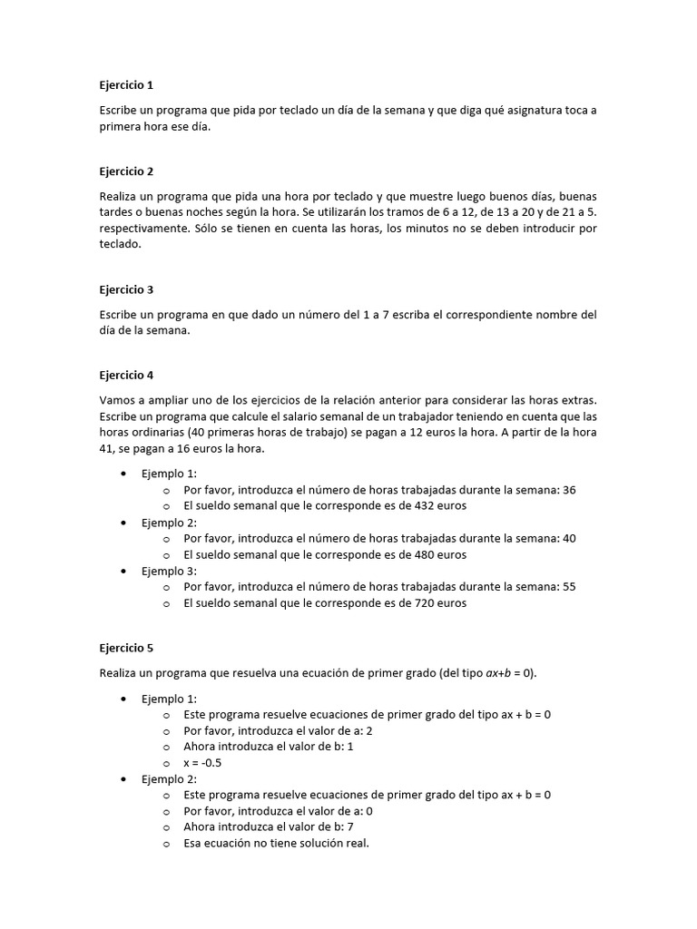 Ejercicios If-Switch (ALUMNOS) | PDF | Ecuaciones | Entero