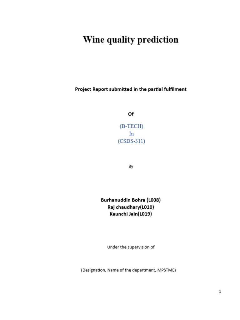 Machine Learning in Wine Quality | PDF