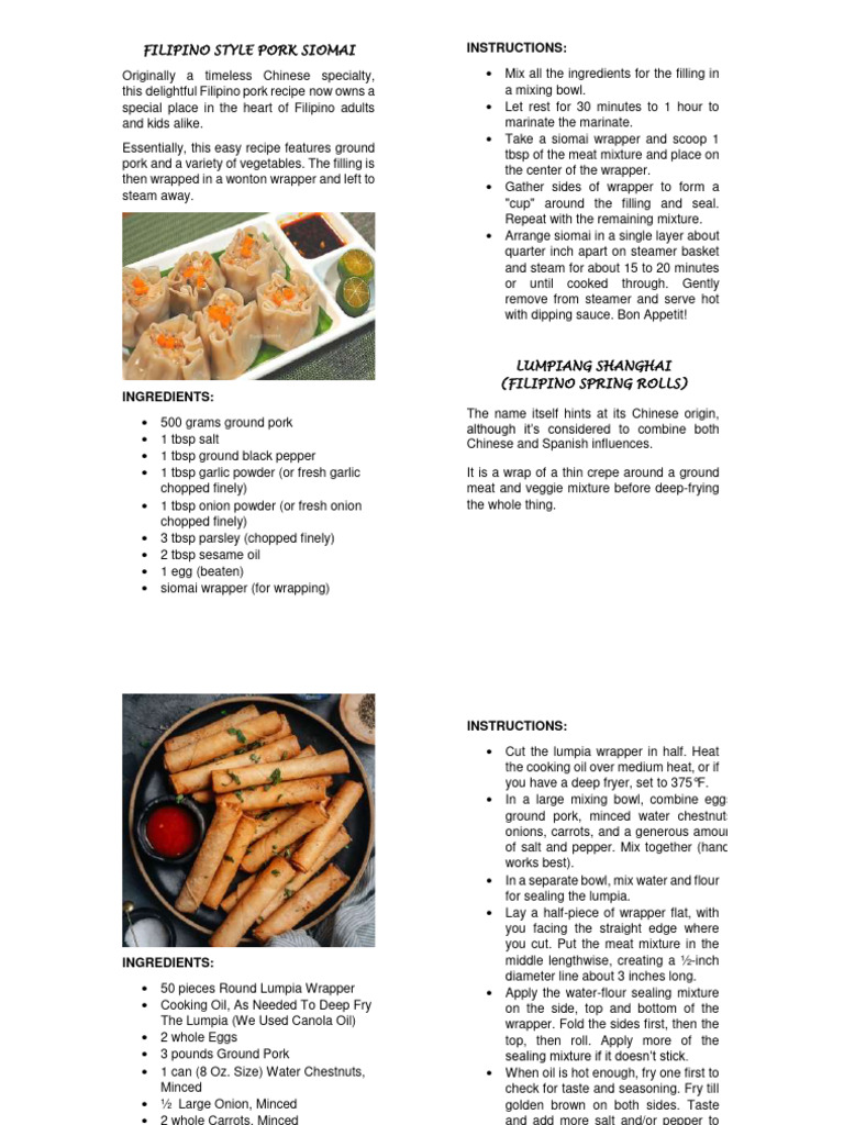 20 Filipino Appetizer Recipes | PDF | Food And Drink | Foods