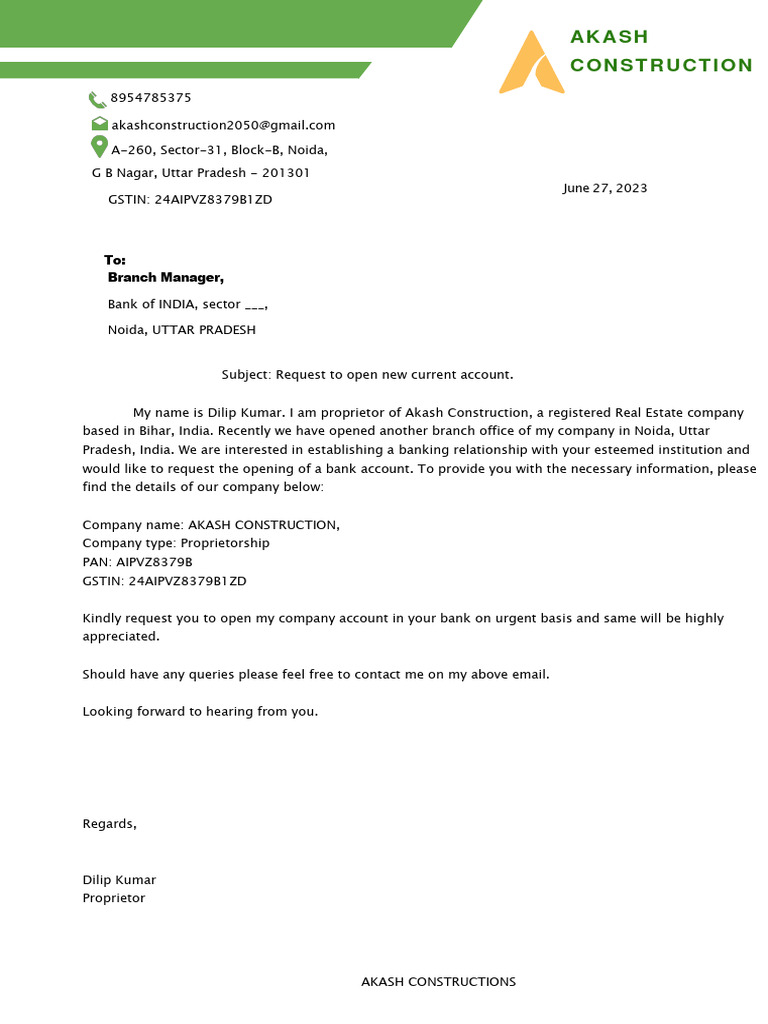 Open New Business Account Request | PDF