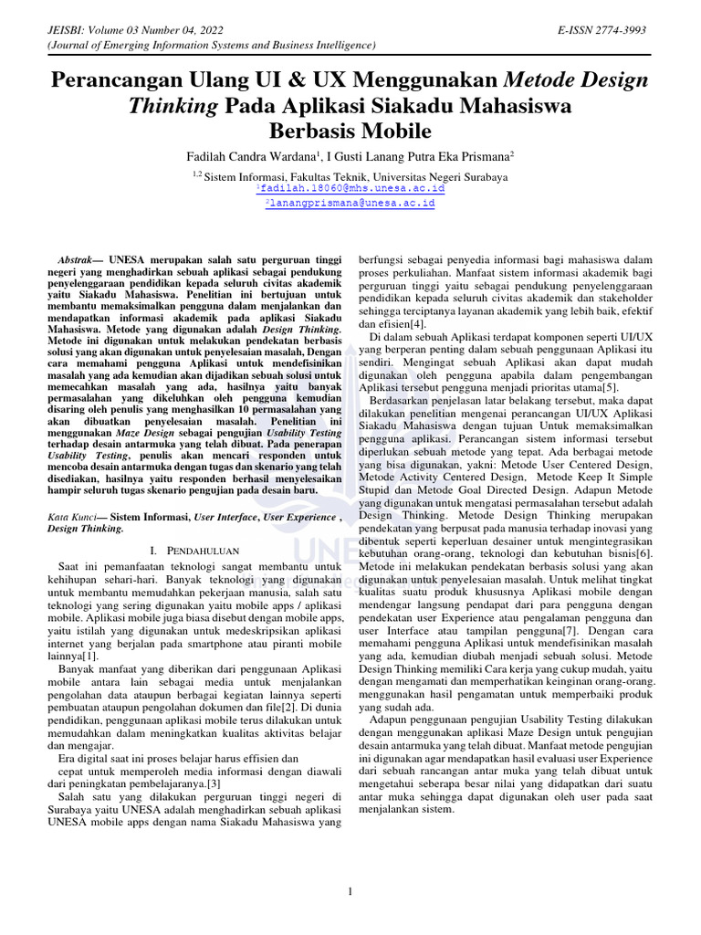 Perancangan Ulang UI & UX Menggunakan Metode Design | PDF