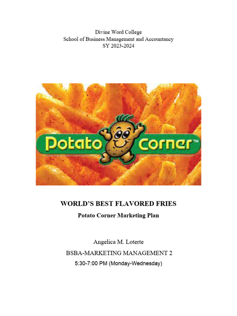 Marketing Plan Potato Corner | PDF | Taste | French Fries