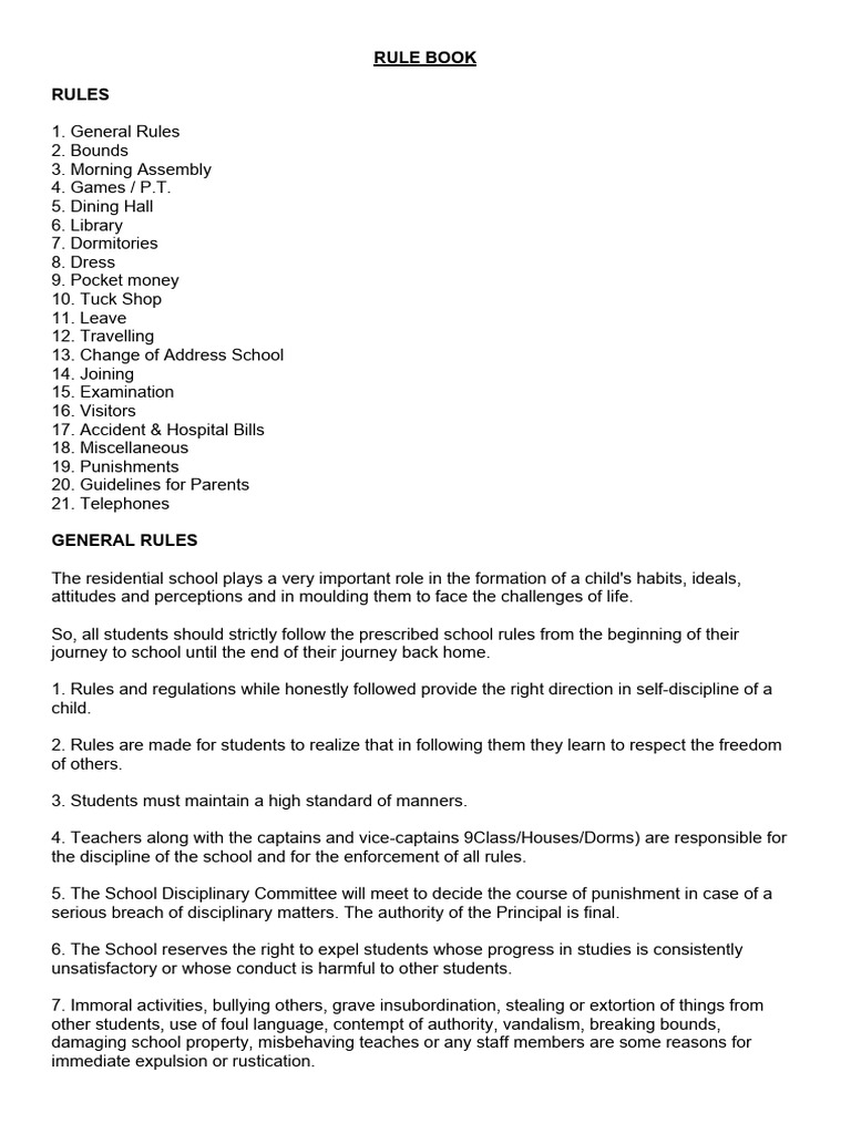 Rule Book | PDF | Dormitory | Disciplines