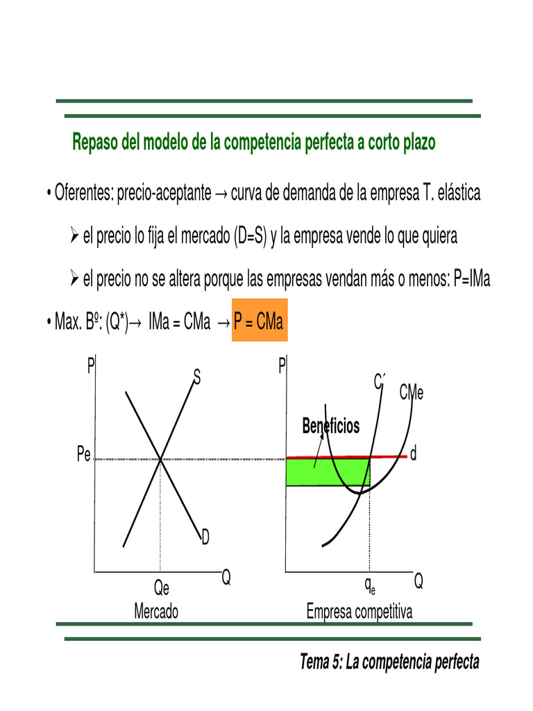Tema 5 La Competencia Perfecta | PDF | Competencia perfecta | Mercado ...