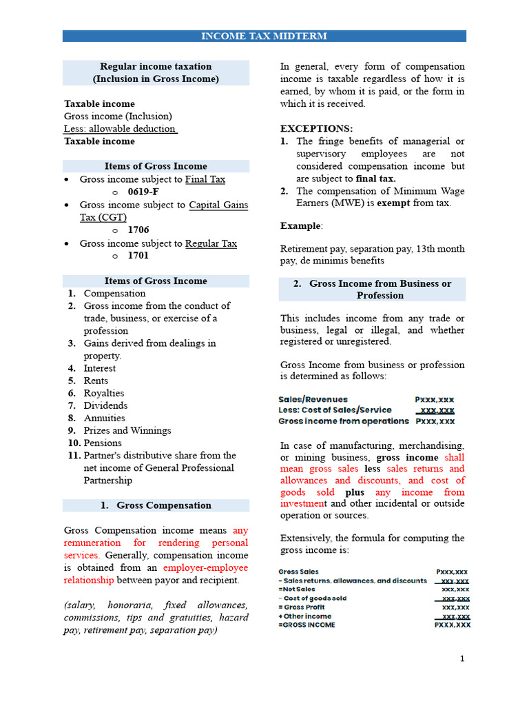Tax PPT 7.2 Regular Income Taxation | PDF | Gross Income | Capital ...
