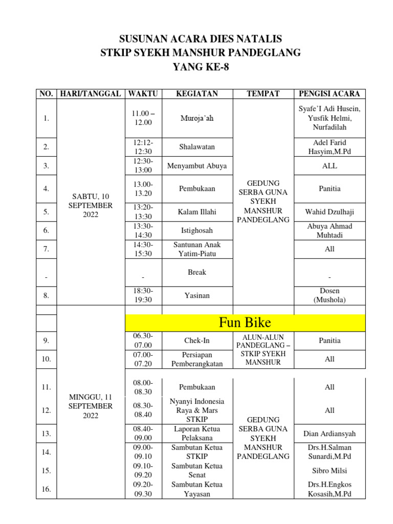 Susunan Acara Dies Natalis | PDF