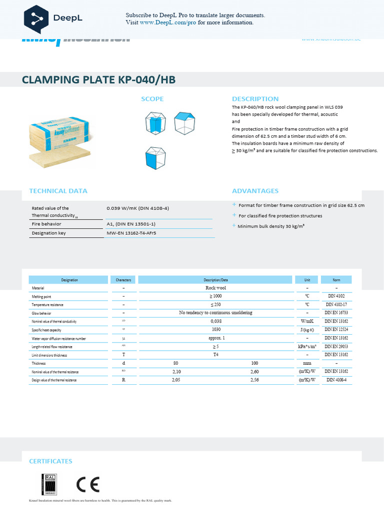Knauf Insulation Klemmplatte Kp-040 HB 5c7cd75b6db57 en | PDF | Building Insulation | Framing ...