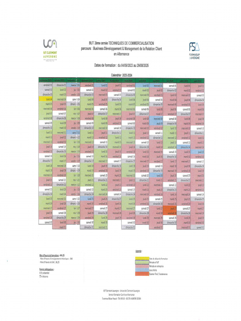 Calendrier BUT TC BDMRC 23-25 | PDF