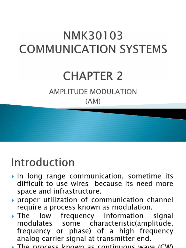 Chapter 2 Part 1 Amplitude Modulation | PDF | Modulation | Frequency Modulation