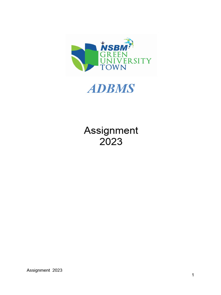 ADBMS Assignment | PDF ADBMS Assignment | PDF