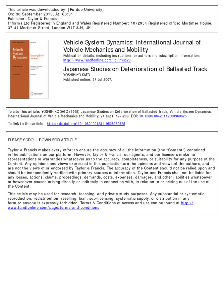 Japanese Studies On Deterioration of Ballasted Track | PDF ...