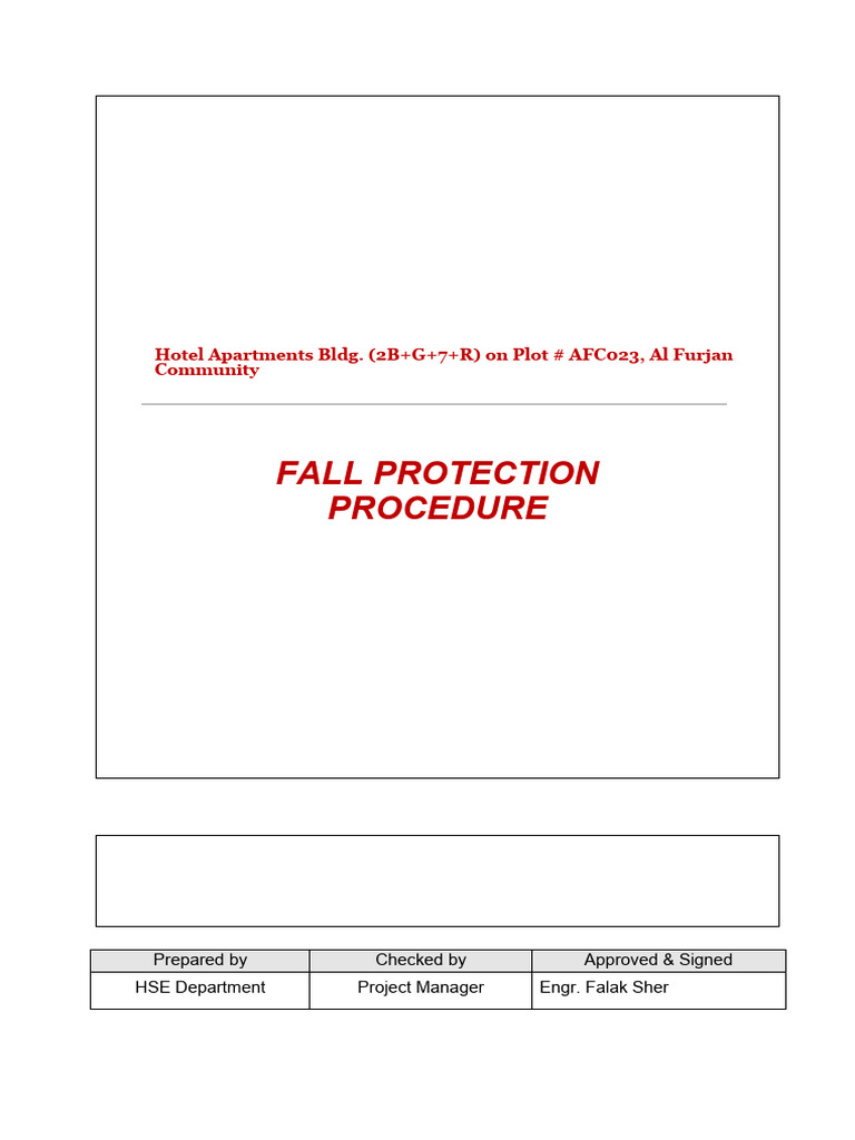 Fall Protection Procedure Overview | PDF | Ladder | Elevator