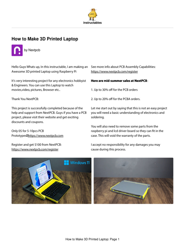 Build a 3D Printed Raspberry Pi Laptop | PDF | Manufactured Goods ...
