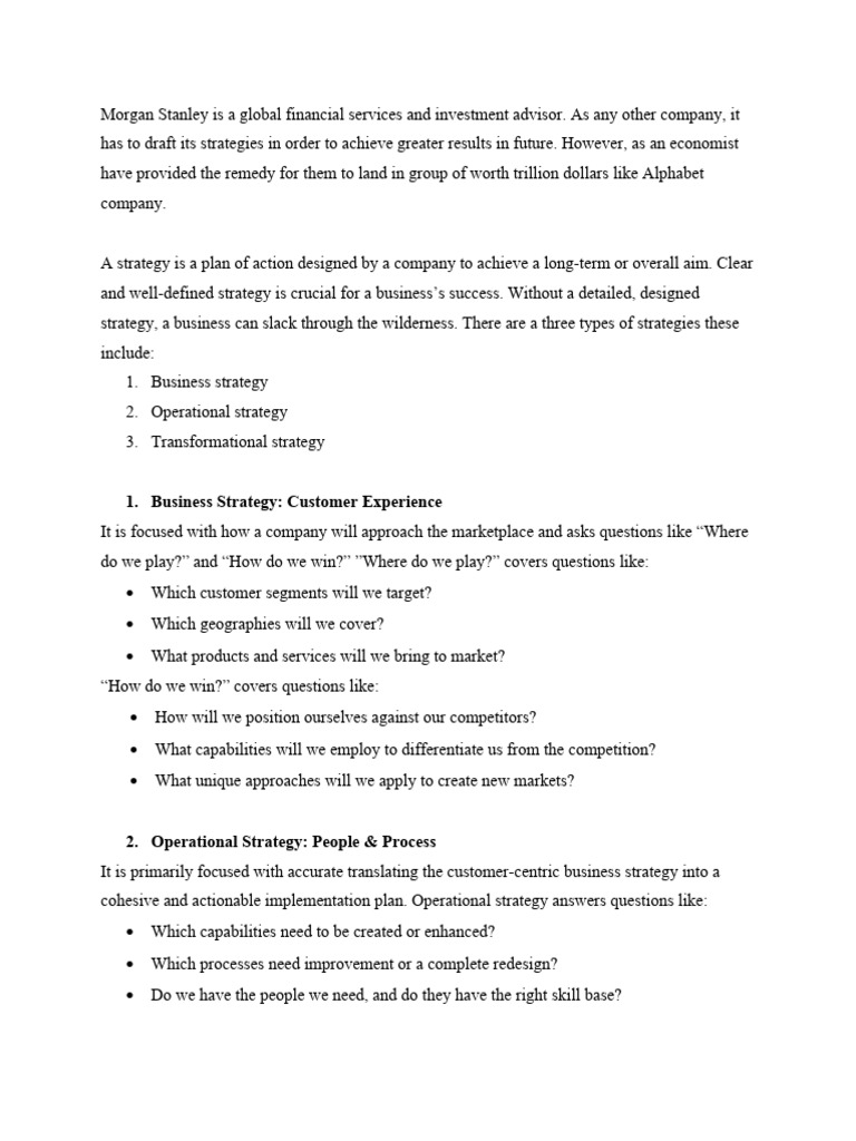 Morgan Stanley | PDF | Strategic Management | Banks