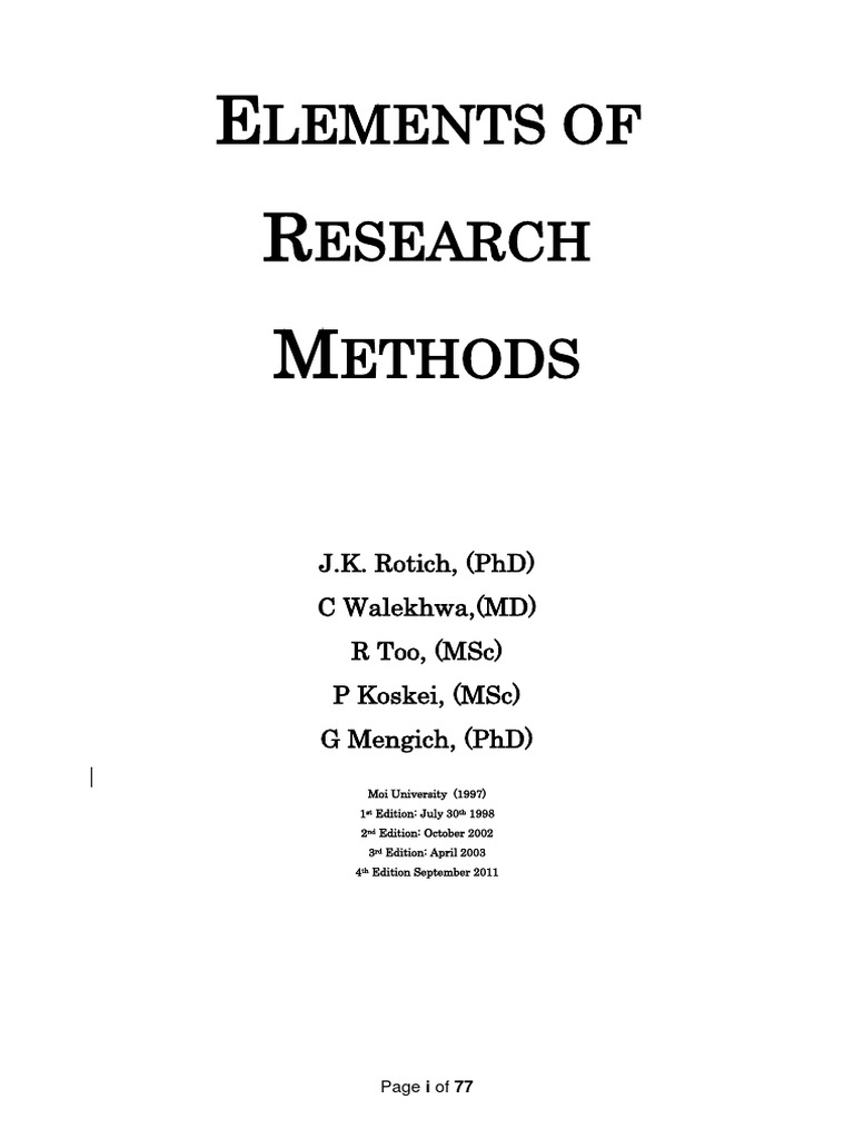 Elements of Research Methods-2011-A4 | Download Free PDF | Science ...