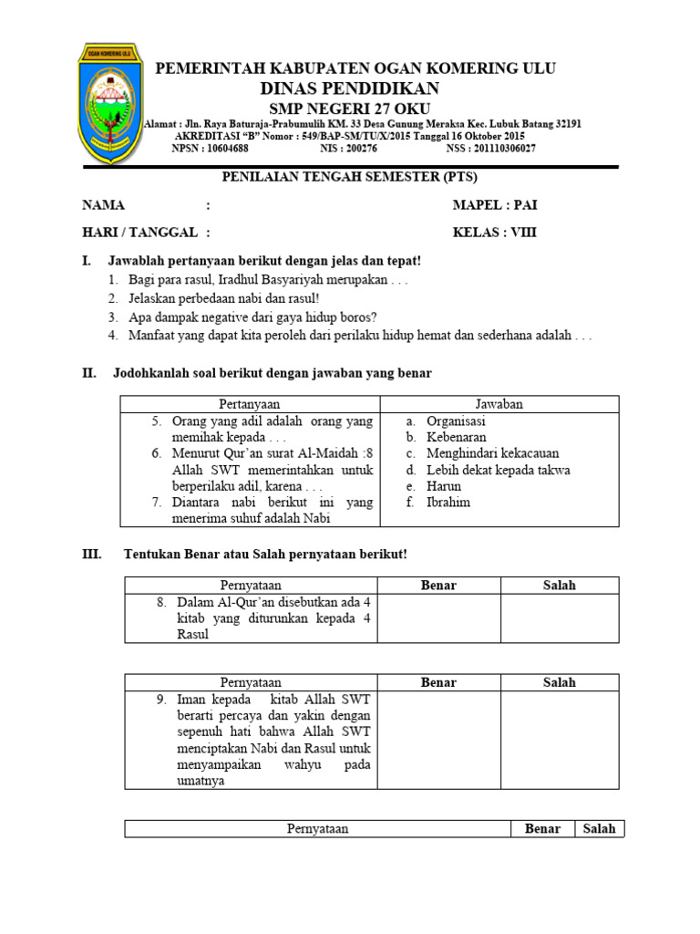 Soal PTS Isna | PDF