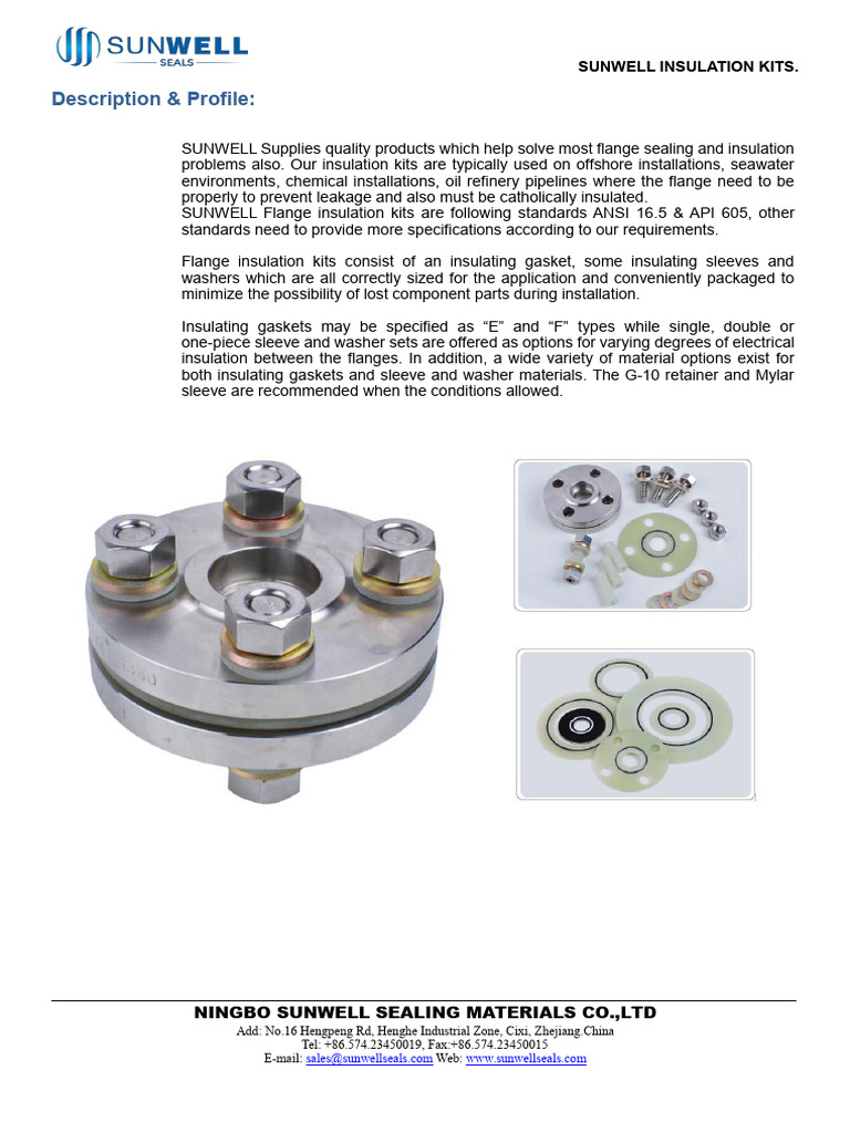 Flange Insulation Kits - Sunwell Lgik Hgik1575374647 | PDF | Materials Science | Industrial ...