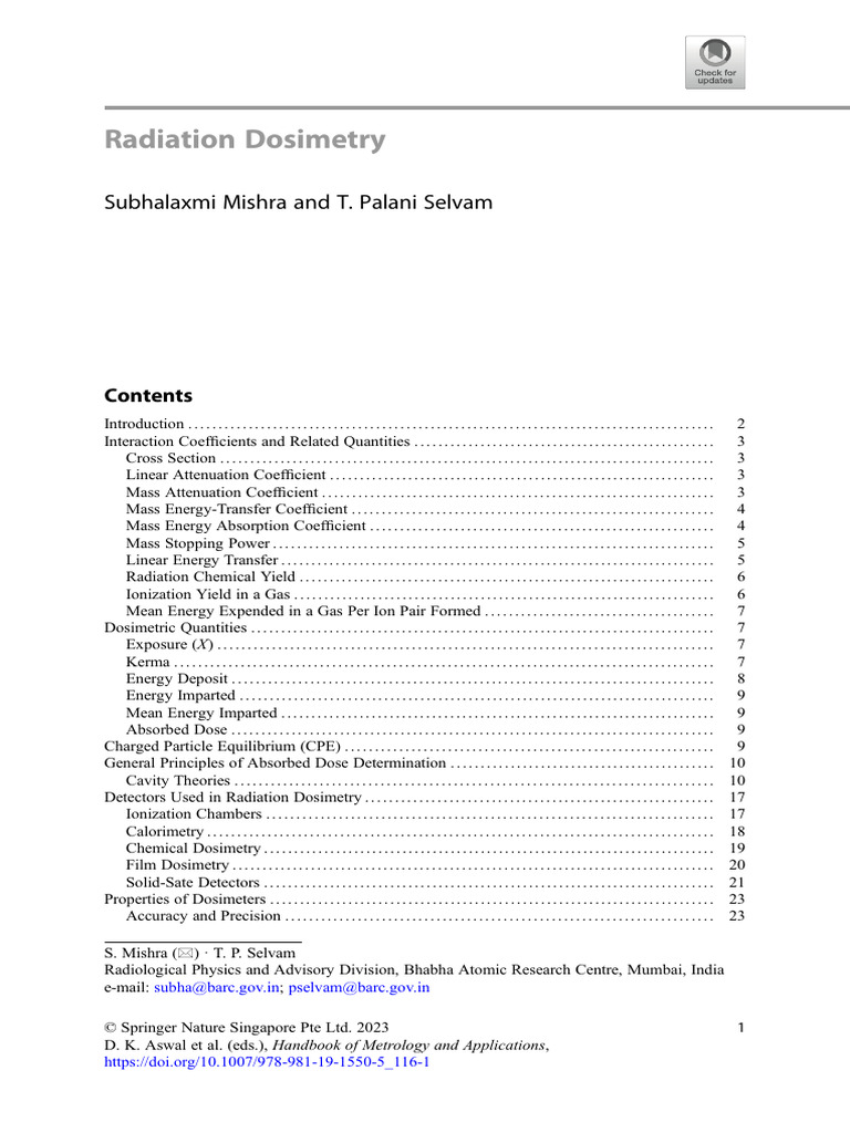 Radiation Dosimetry | PDF | Ionizing Radiation | Electron Radiation Dosimetry | PDF | Ionizing Radiation | Electron