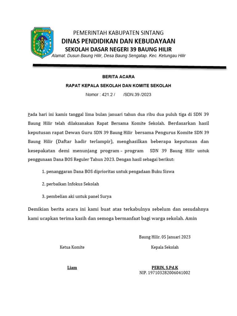 Berita Acara Komite Pdf