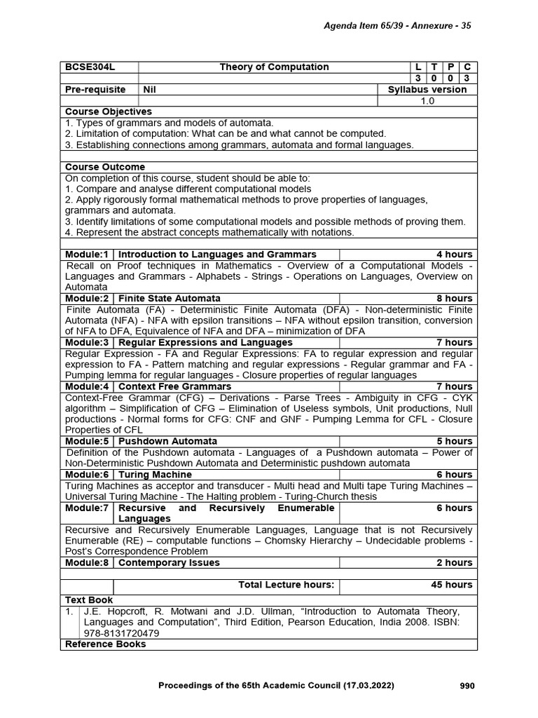 Bcse304l Theory-Of-computation TH 1.0 70 Bcse304l | PDF | Regular ... Bcse304l Theory-Of-computation TH 1.0 70 Bcse304l | PDF | Regular ...
