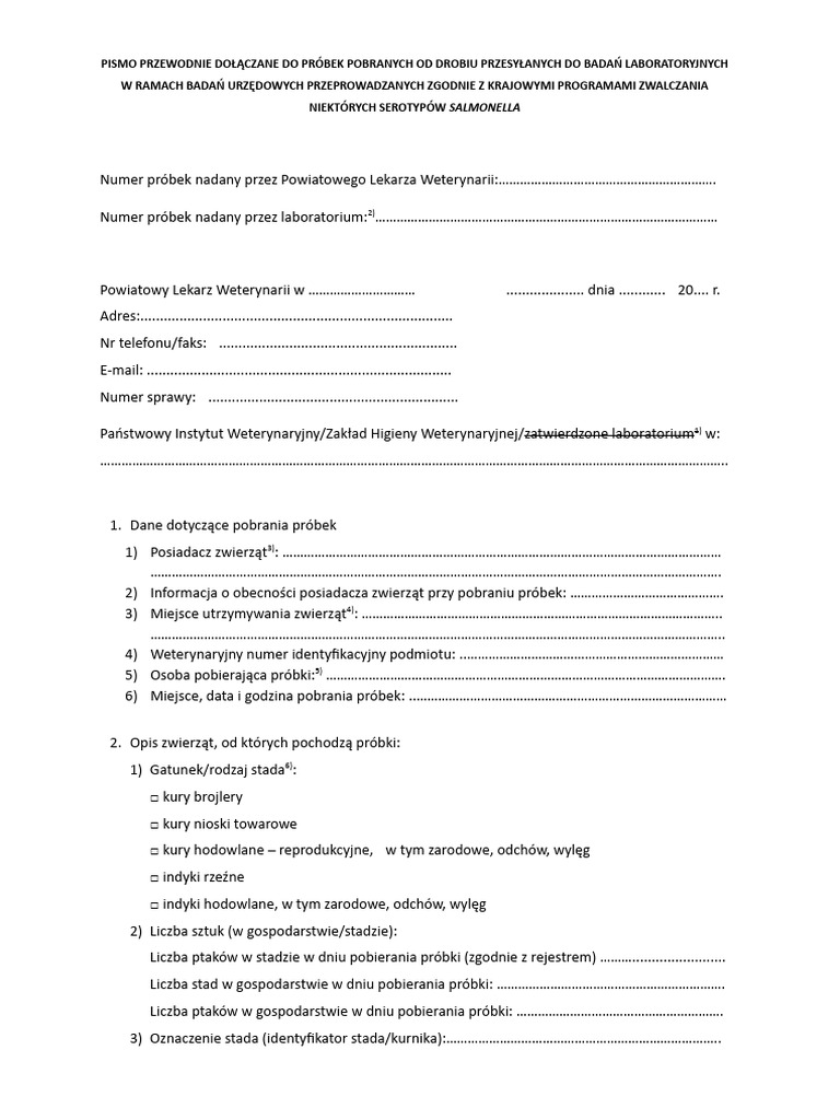 Pismo Przewodnie Probki 2020 | PDF